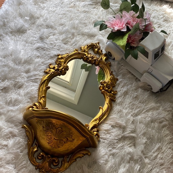 Bath | Vintage Syroco Mirror With Shelf Mid Century Gold Gilt Hall ...